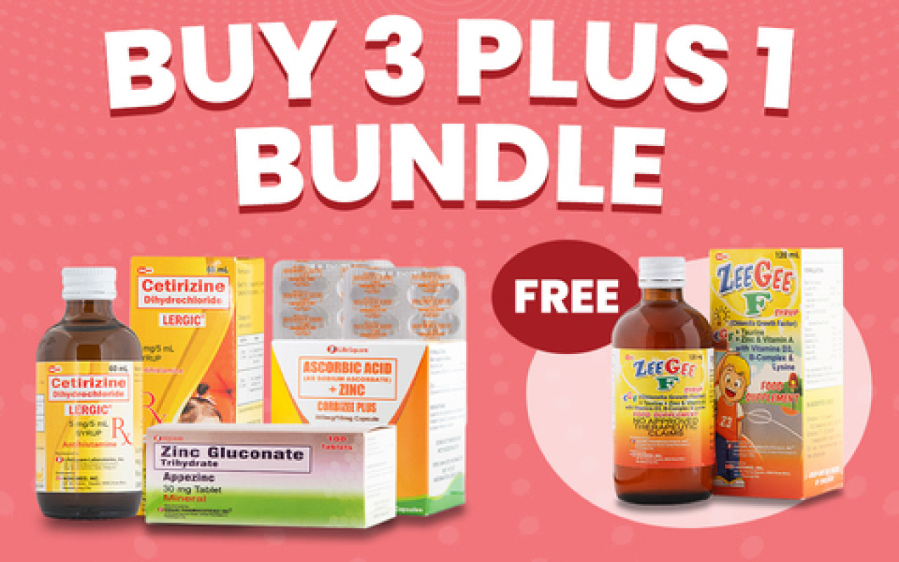 FAMILY CARE PACK D (LERGIC SYRUP 60ML, APPEZINC 100 TABLETS, & CORBIZEE ...