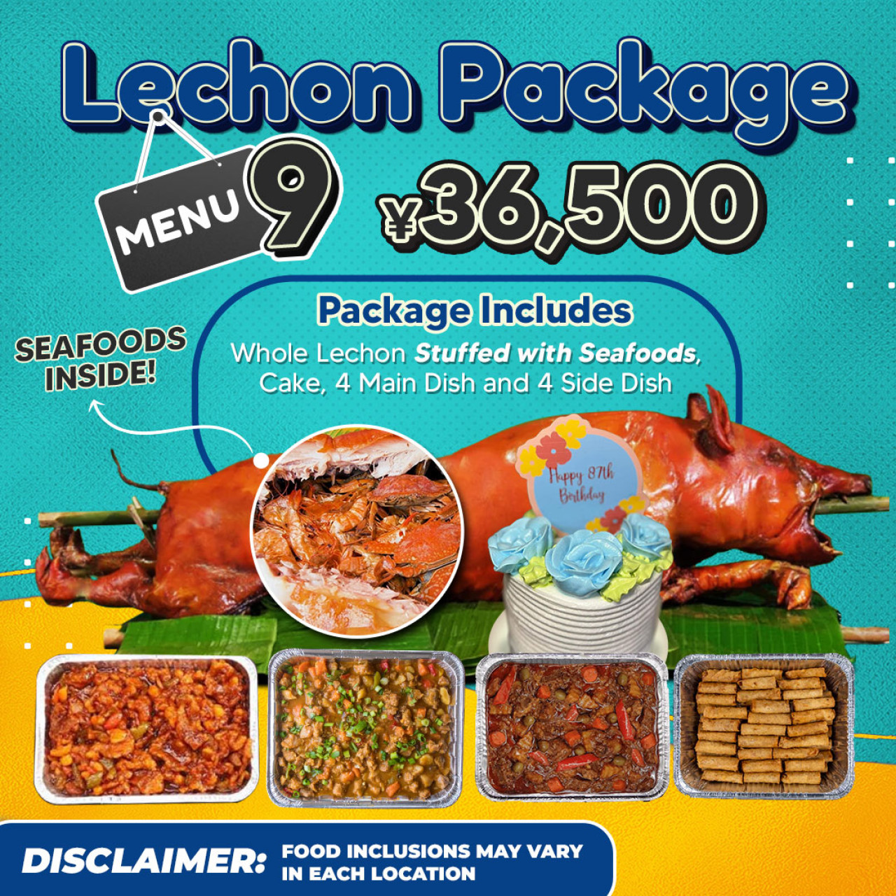 Seafood Lechon Package with 9 menu