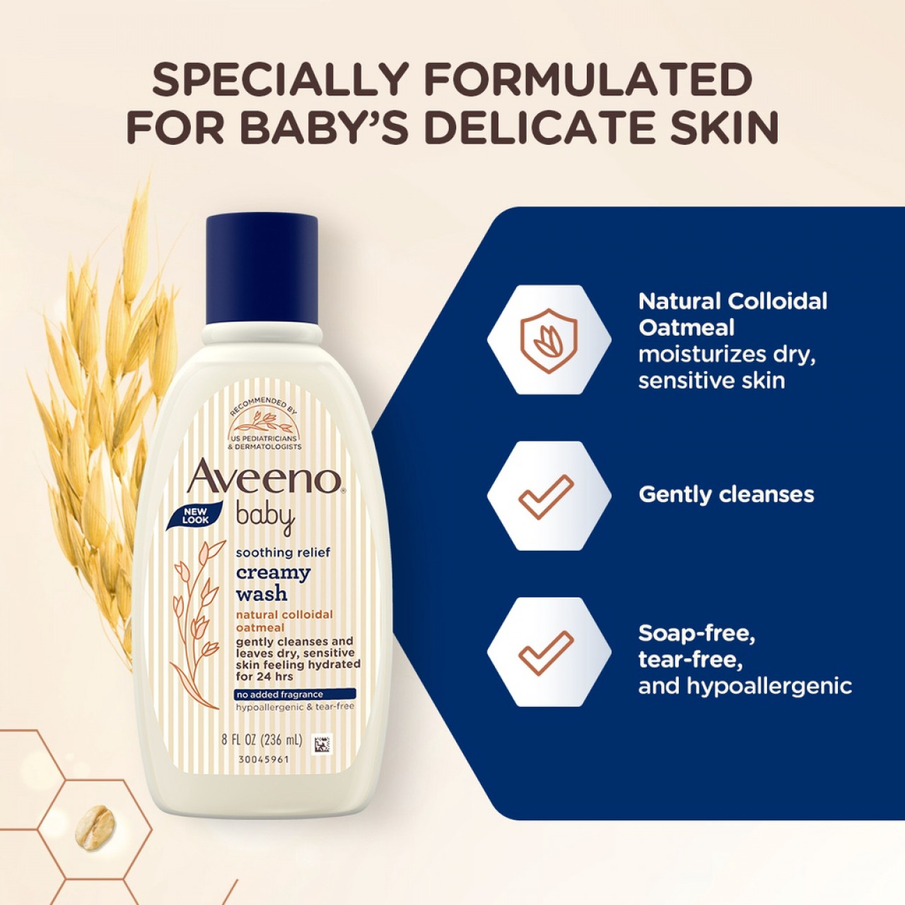 Aveeno Baby Soothing Relief Creamy Wash For Newborn Baby, Sensitive ...