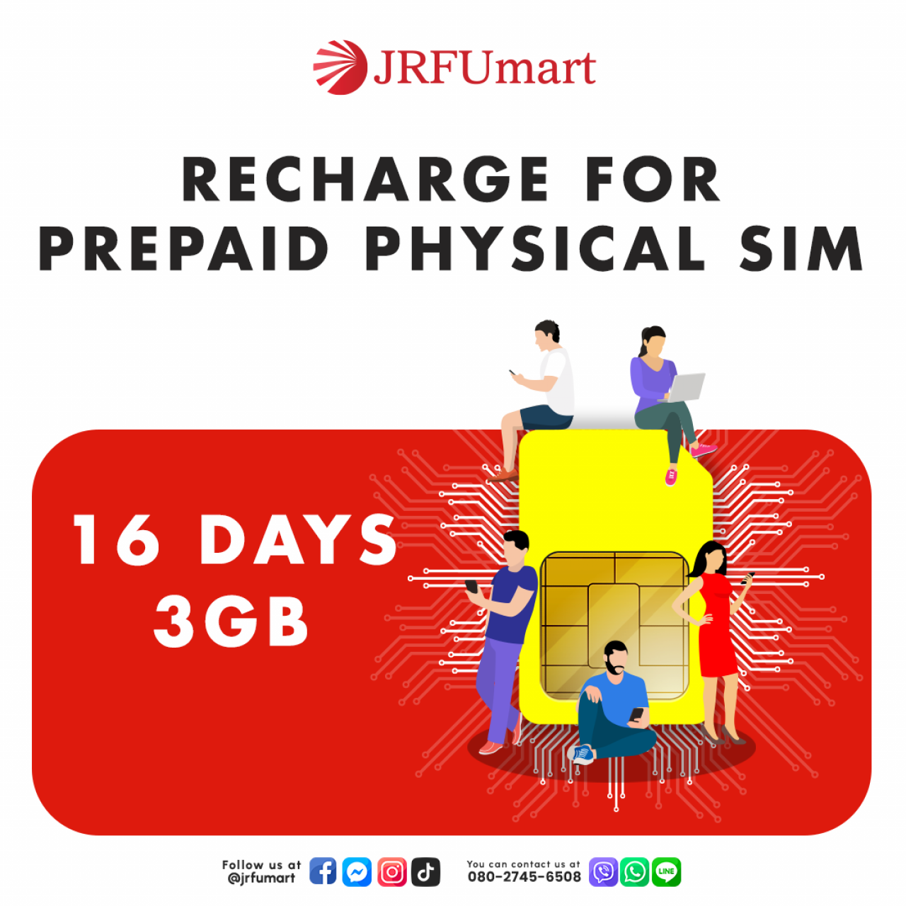 Recharge 3GB16days：Prepaid physical SIM only
